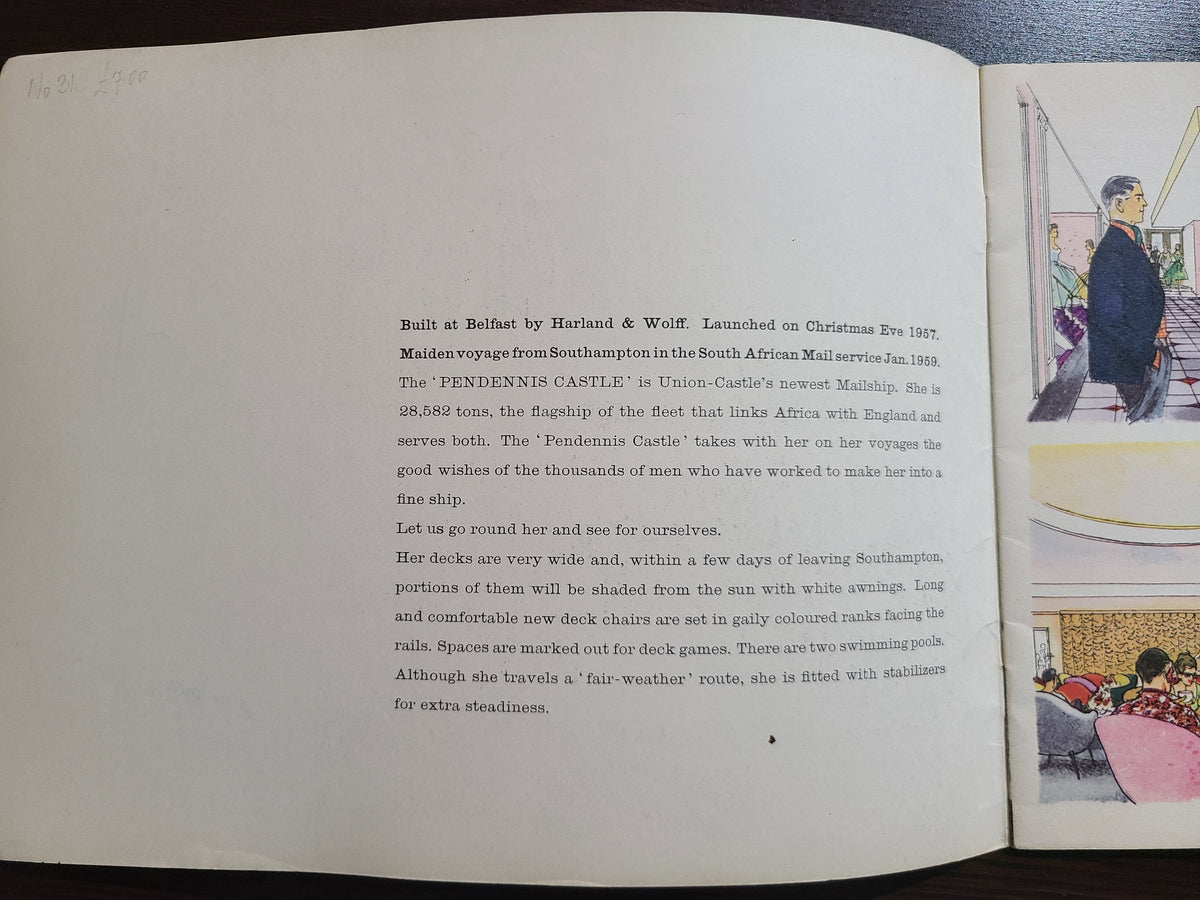 Union Castle Line R.M.S Pendennis Castle Brochure – Terminal 37 Antiques